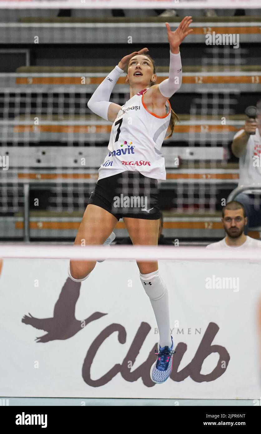 ISTANBUL, TURKEY - MAY 03, 2022: Hande Baladin serves during Eczacibasi ...