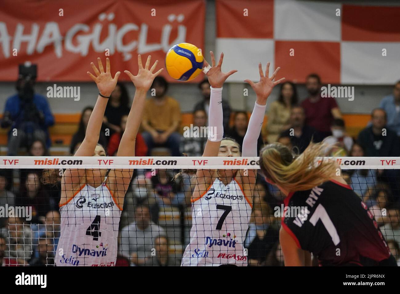 ISTANBUL, TURKEY - MAY 03, 2022: Beyza Arici and Hande Baladin in ...