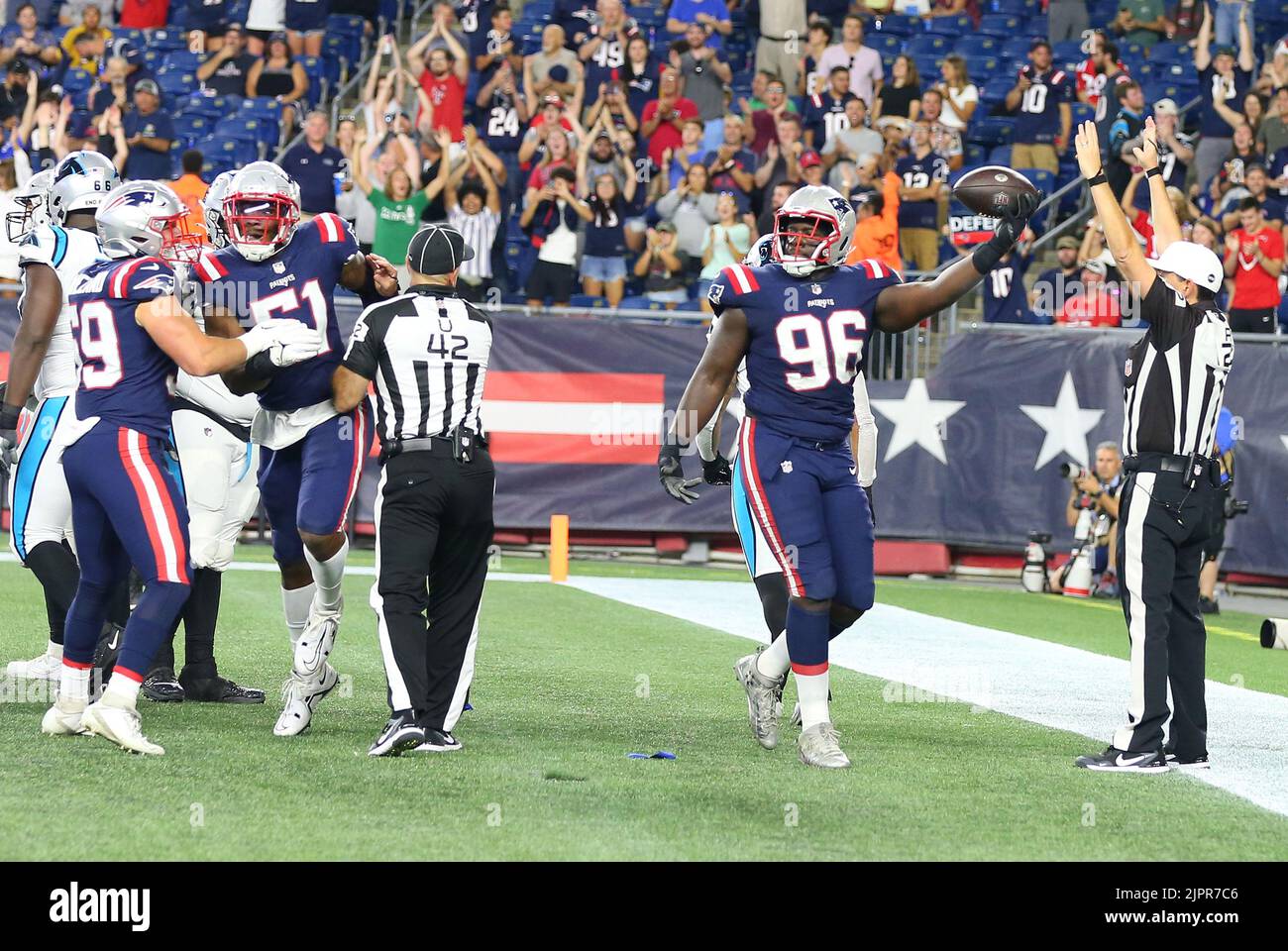 August 19, 2022; Foxborough, MA, USA; New England Patriots defensive ...