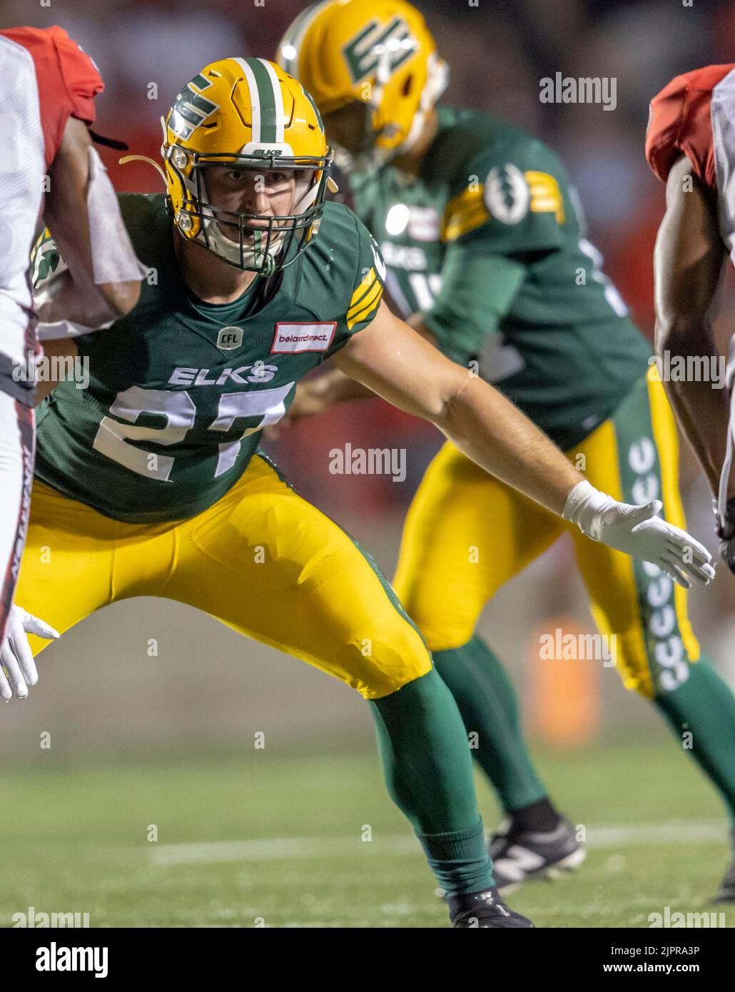 Ottawa, Canada. 19 Aug 2022. Tanner Green (27) of the Edmonton Elks in ...