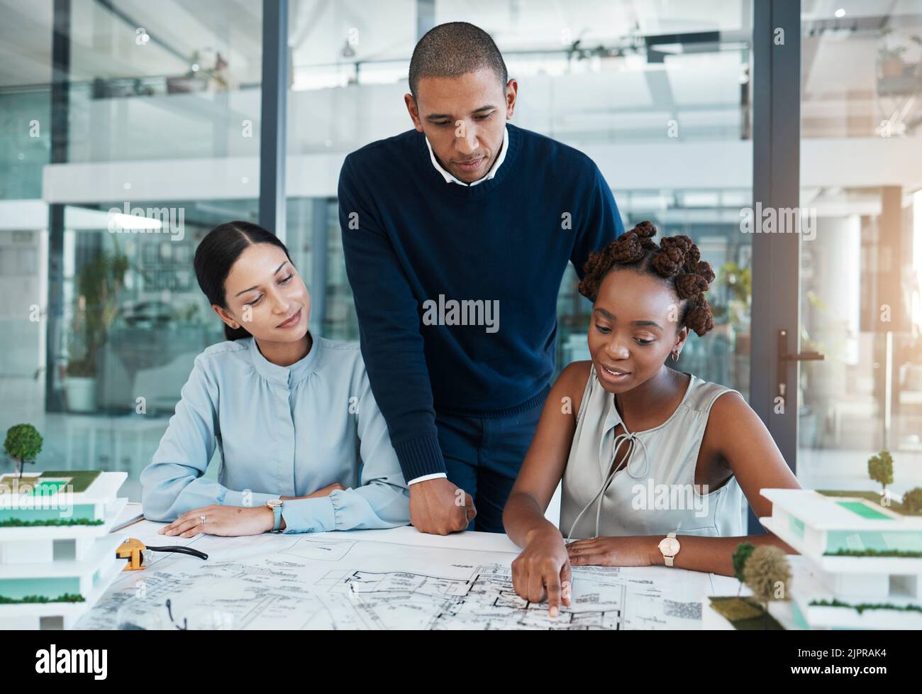 Architect, engineering blueprint and industrial designer working on ...