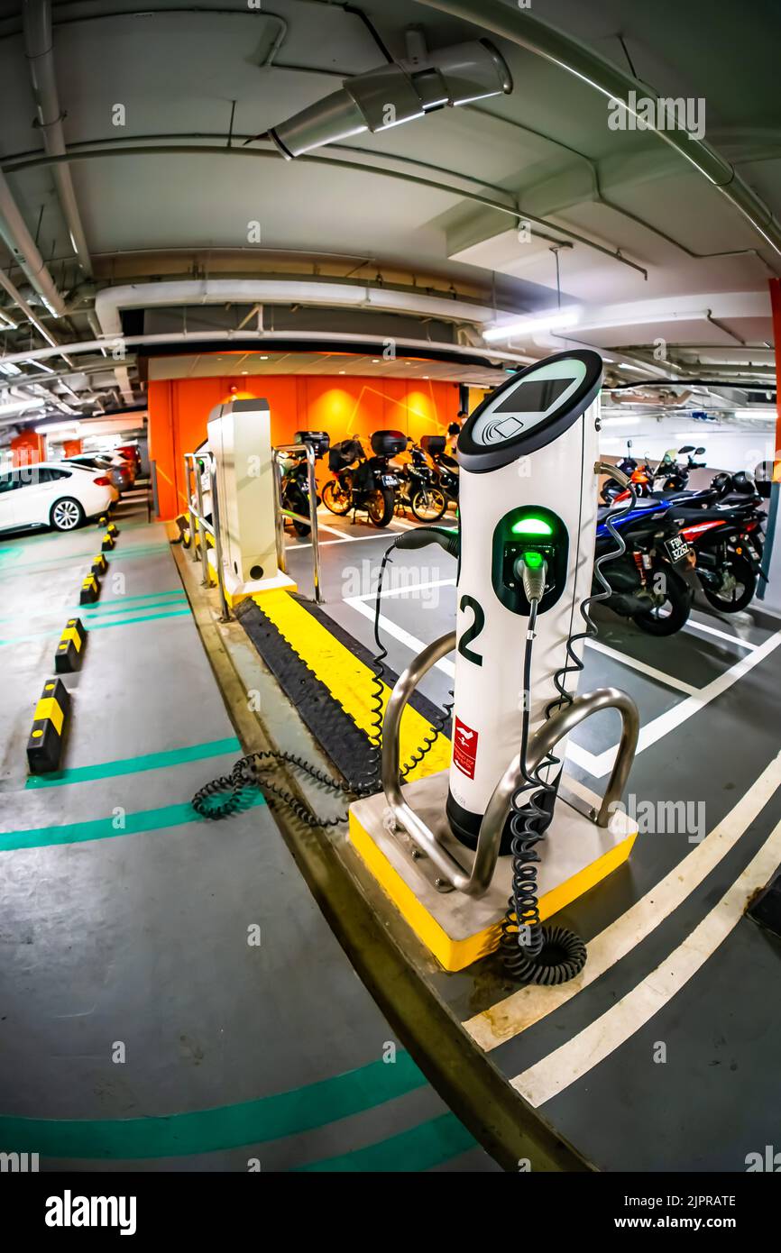 Electric vehicles charging points in Funan Mall car park, Singapore ...