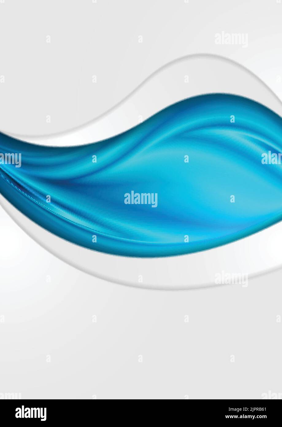 Blue smooth waves abstract corporate flyer design. Vector background ...