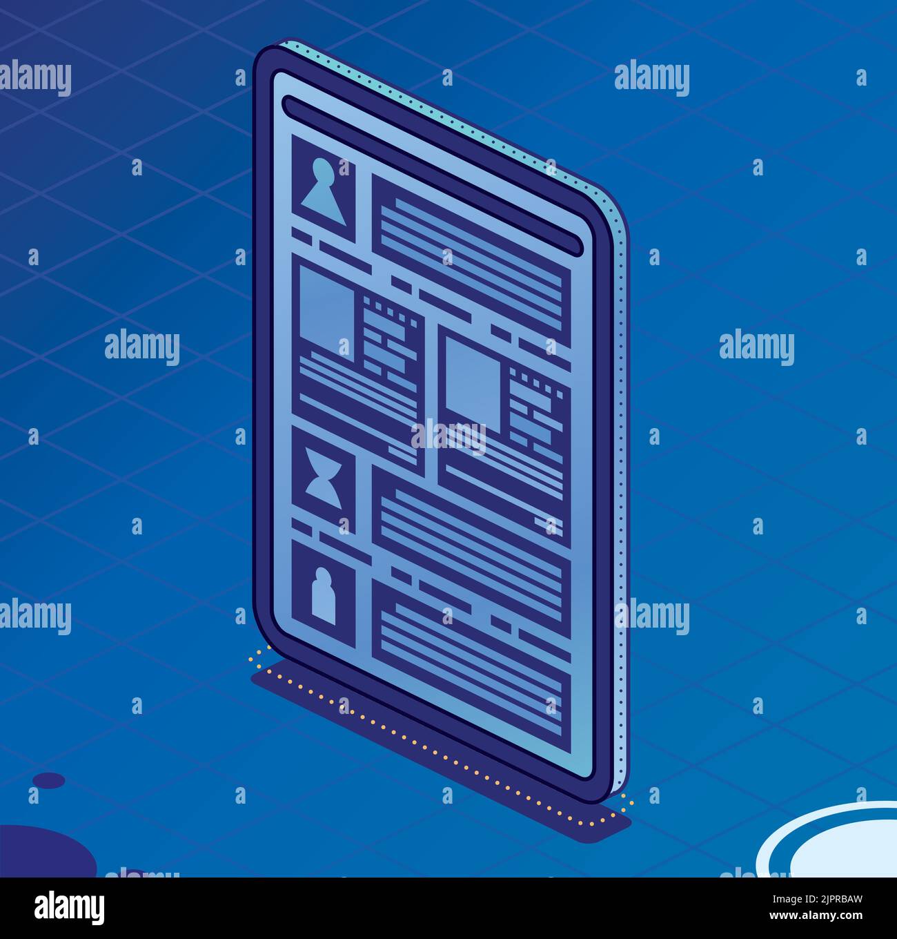 Tablet PC. Vector Illustration. Isometric Modern Digital Device Isolated on Blue Background ...