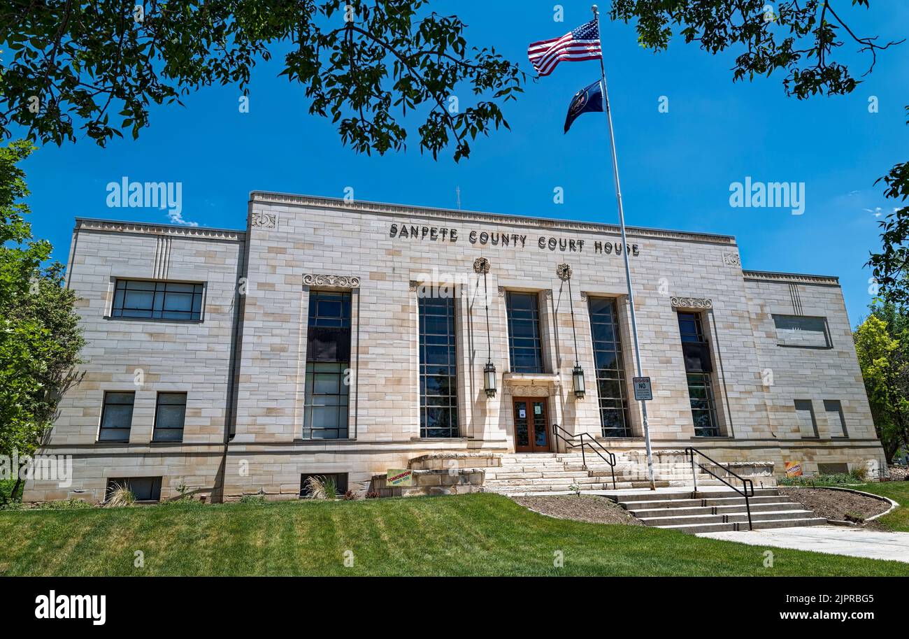 The front of the Sanpete County Courthouse in Manti, Utah Stock Photo ...