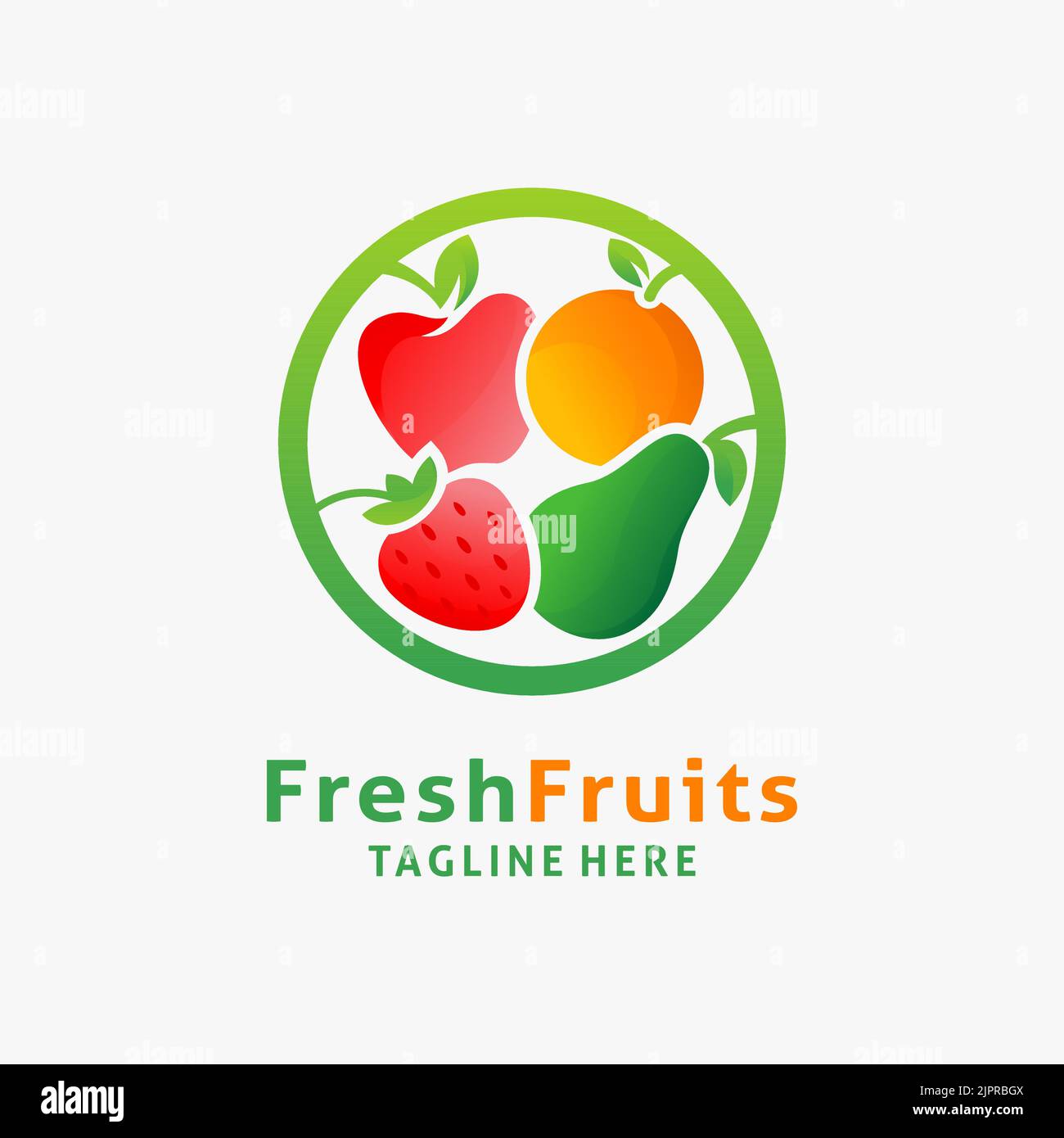 Fresh fruits logo design Stock Vector Image & Art - Alamy