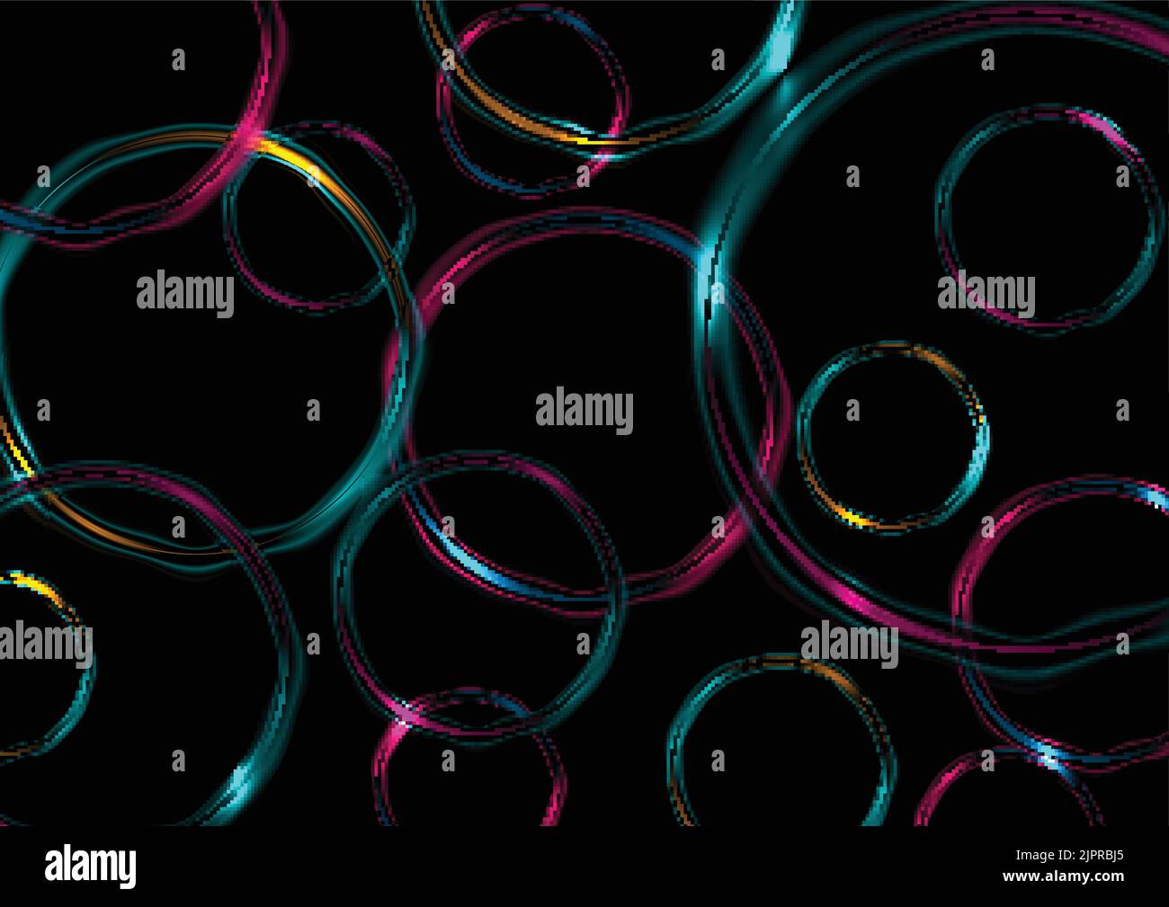 Colorful abstract glossy glowing rings on black background. Vector ...