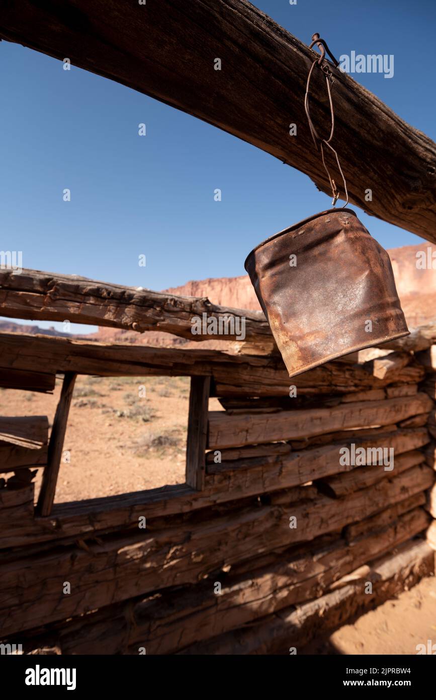 Ruins of the Walker (aka Outlaw) Cabin at Fort Bottom, Canyonlands Nat ...
