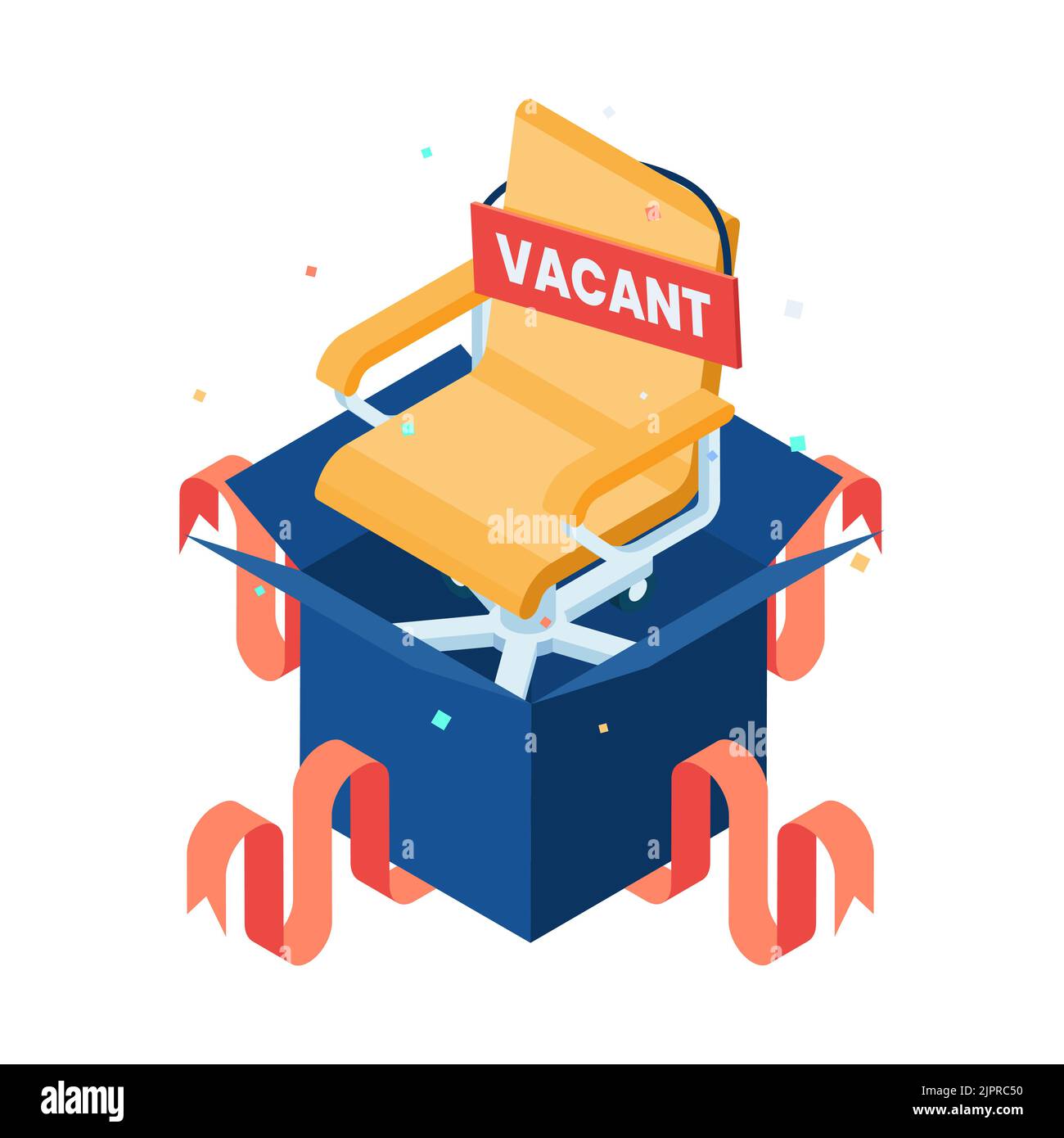 Flat 3d Isometric Office Chair Inside Gift Boxes Showing Up. Job ...