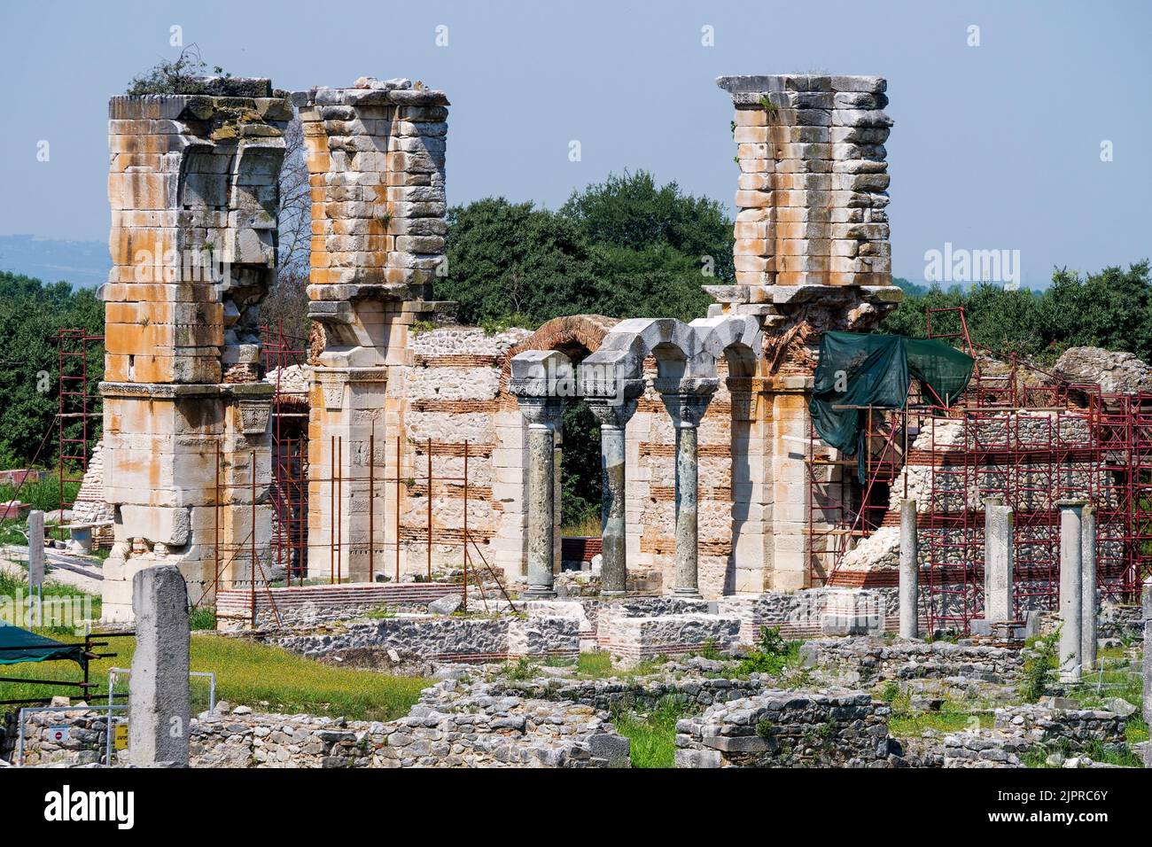 Basilica ruins, Philippi archeological site, Macedonia, North-Eastern ...
