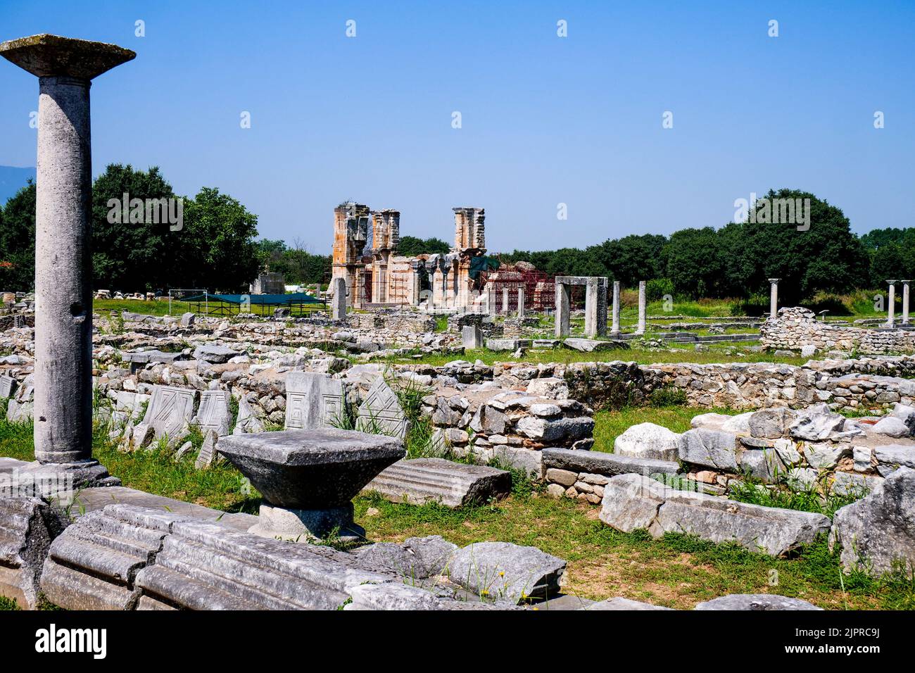 Basilica ruins, Philippi archeological site, Macedonia, North-Eastern ...