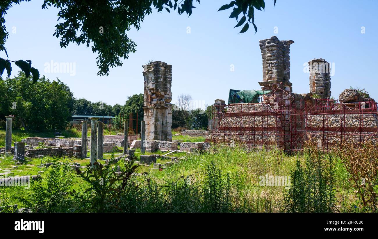 Basilica ruins, Philippi archeological site, Macedonia, North-Eastern ...
