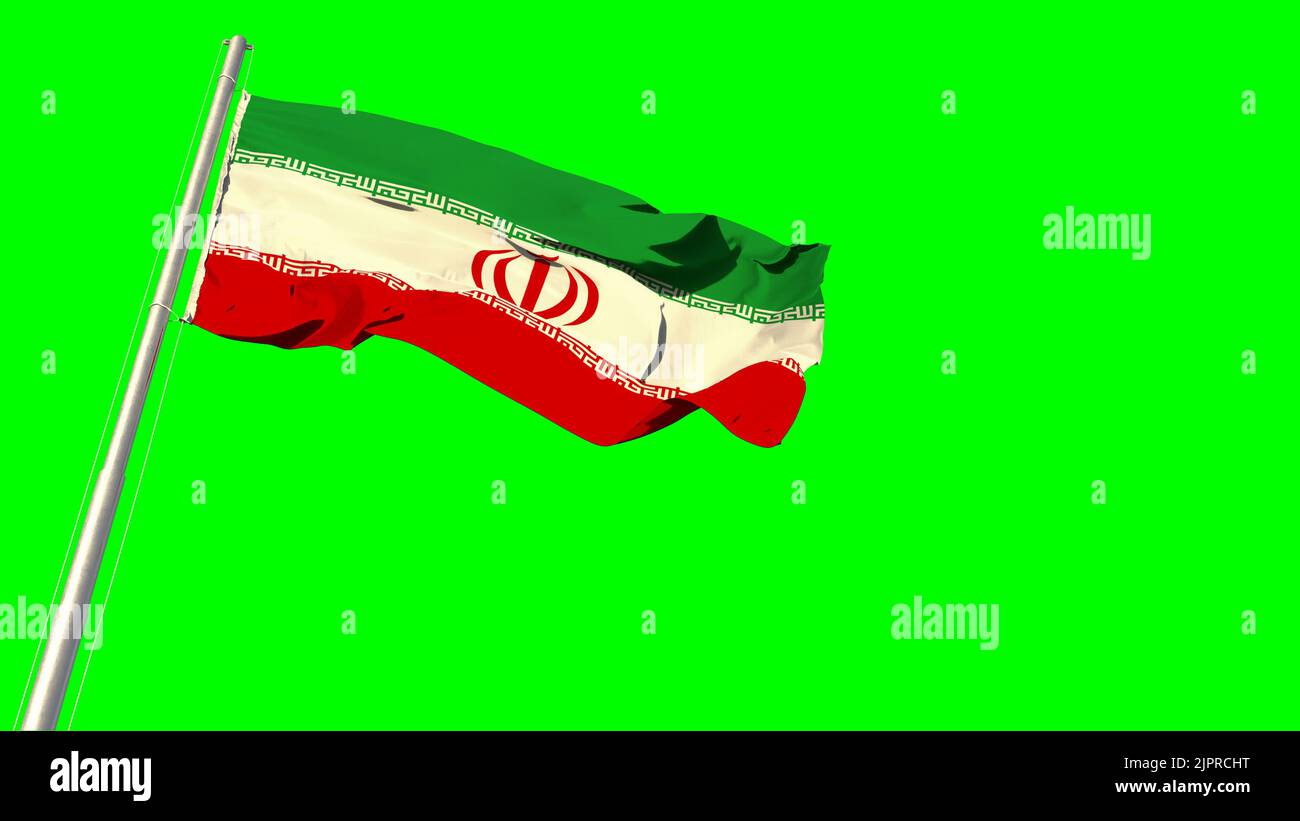 Waving glorious flag of Iran on chroma key screen, isolated - object 3D ...
