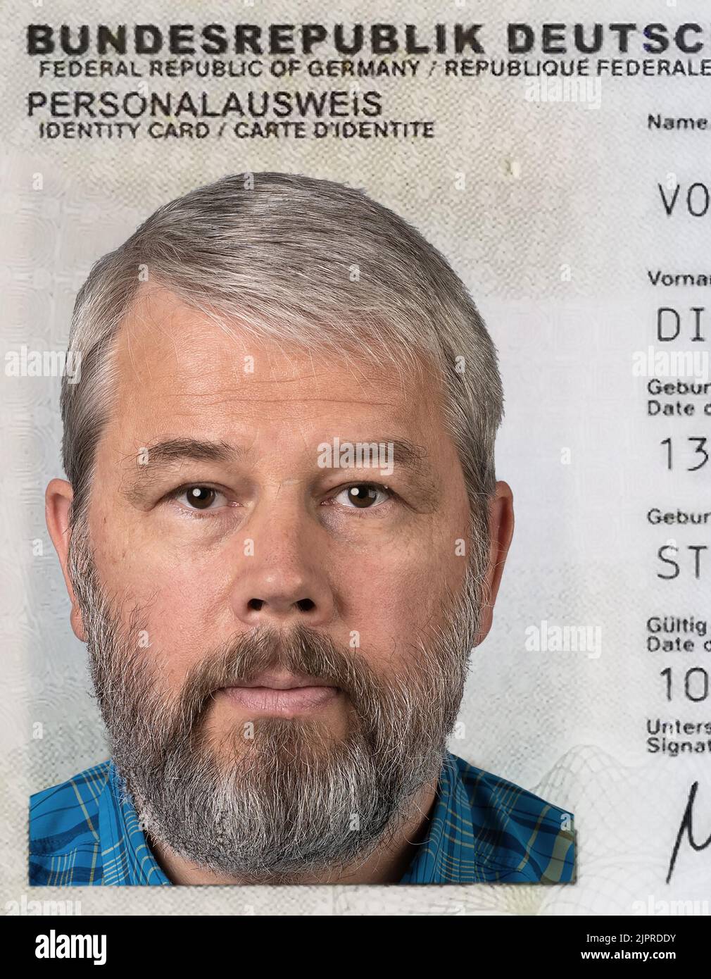 Identity card man 55 years old, biometric passport photo Stock Photo ...