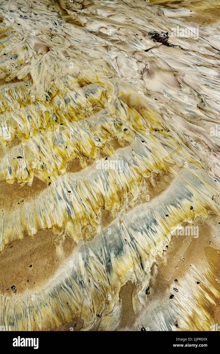 Coloured sand with patterns, Cocos Island, UNESCO World Heritage Site ...