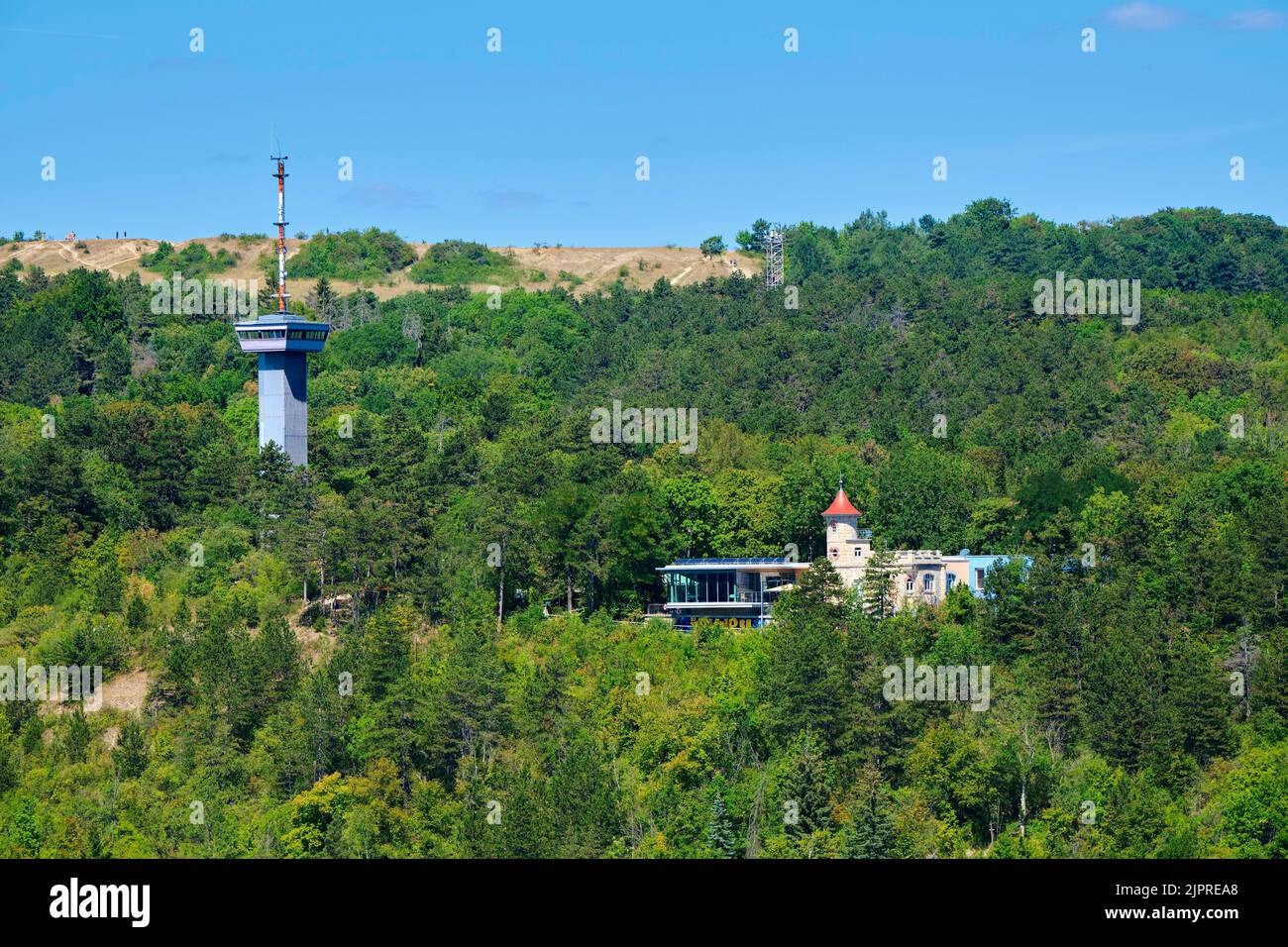 Landgrafen lookout tower and restaurant, Jena, Thuringia, Germany Stock ...