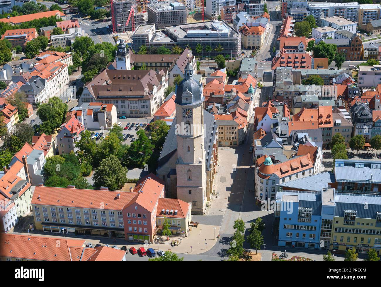 Jena Old Town, view from the Jentower, Jena, Thuringia, Germany Stock ...