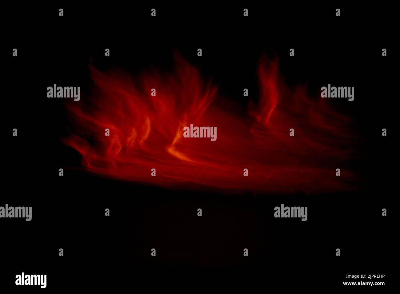 1 Fire red cloud isolated in black sky. Burning flame from hell Stock ...