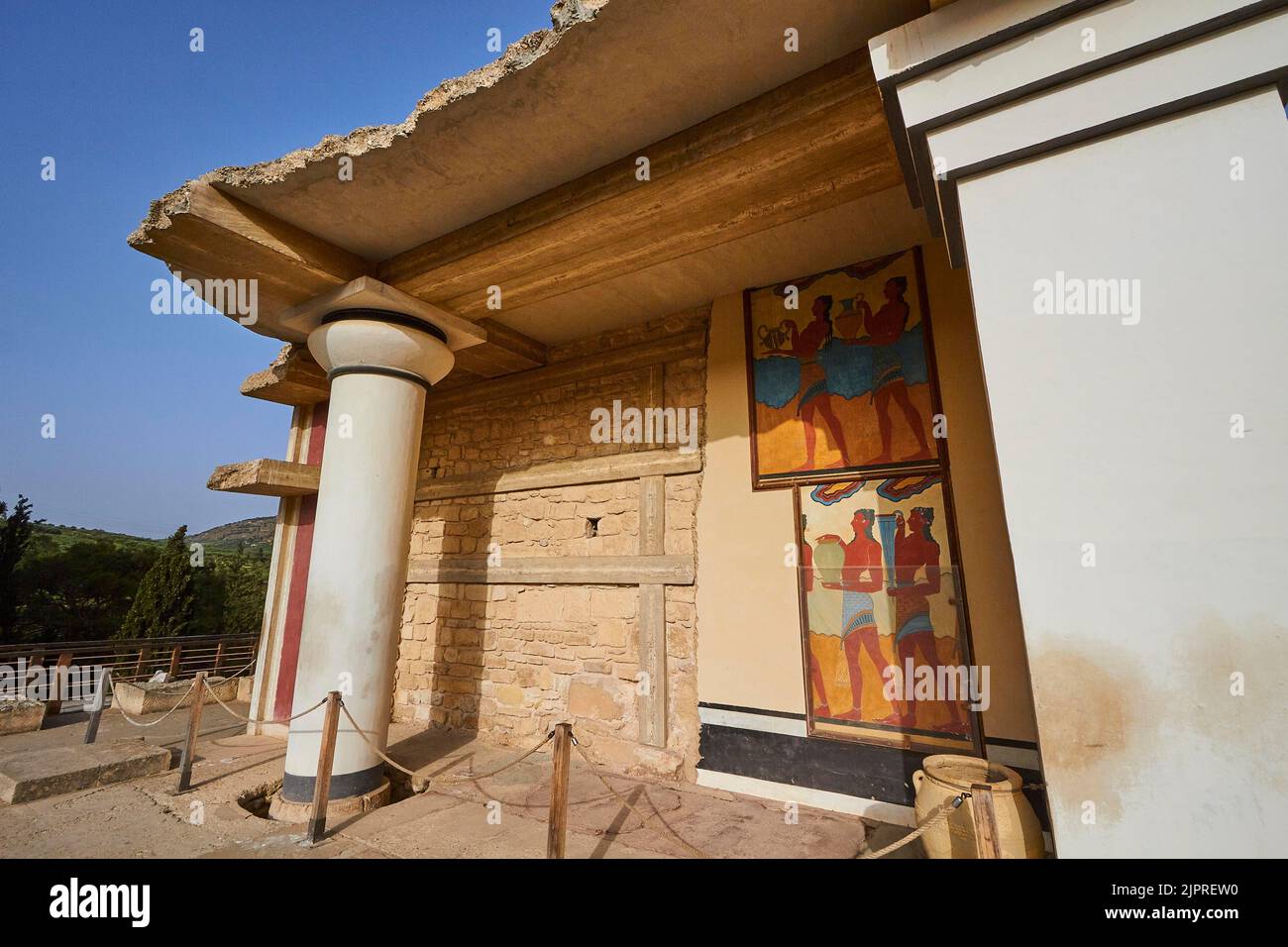Morning light, super wide angle, blue cloudless sky, South Propylaea, fresco, rhyton support ...