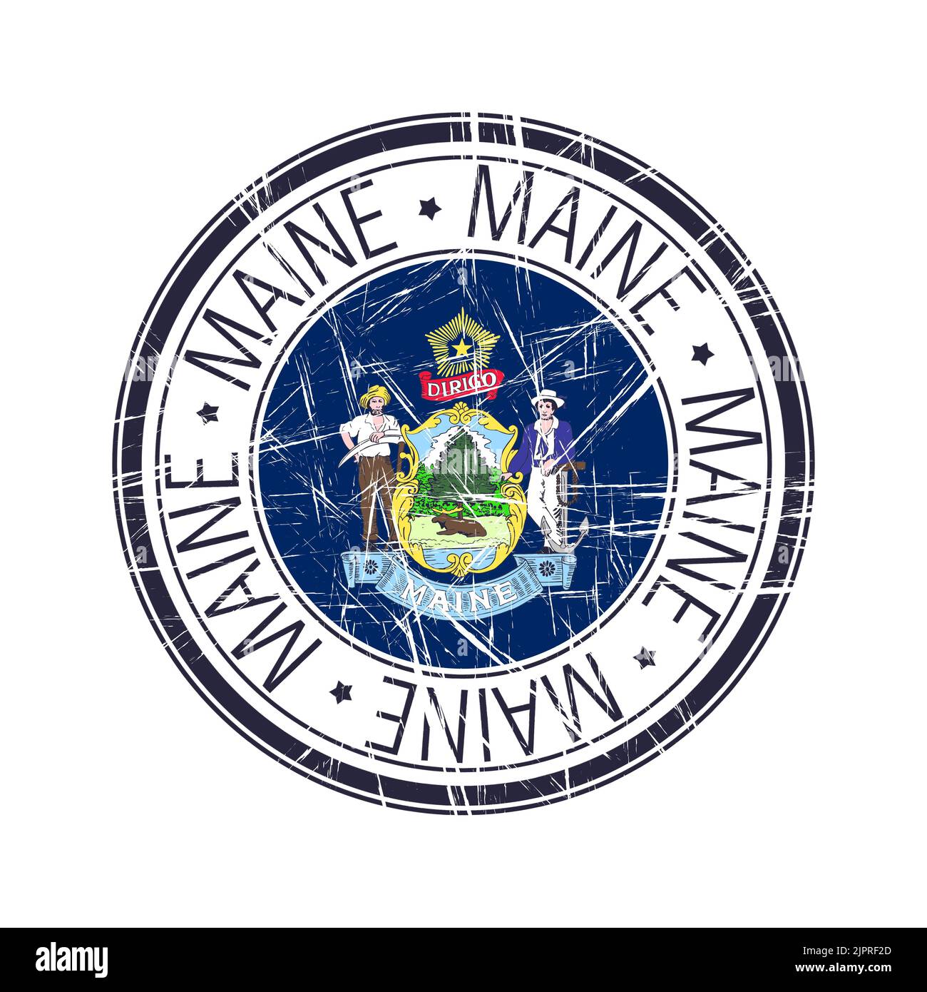 Great state of Maine postal rubber stamp, vector object over white ...