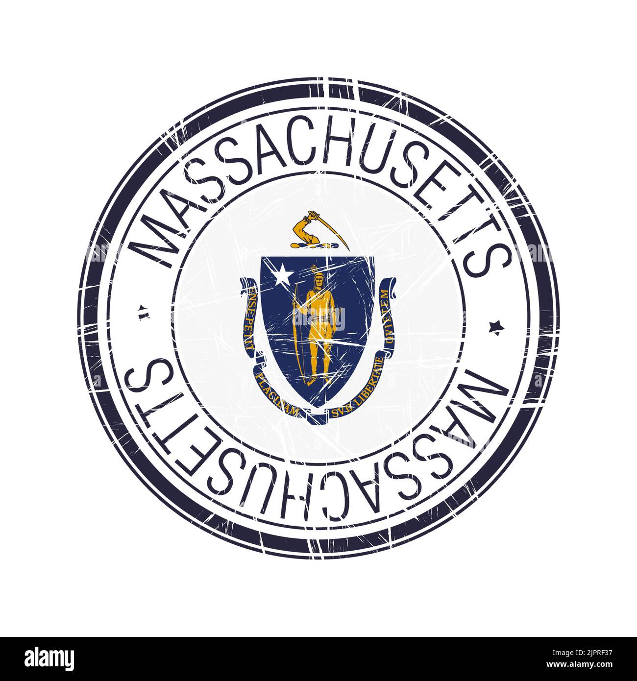 Great state of Massachusetts postal rubber stamp, vector object over ...