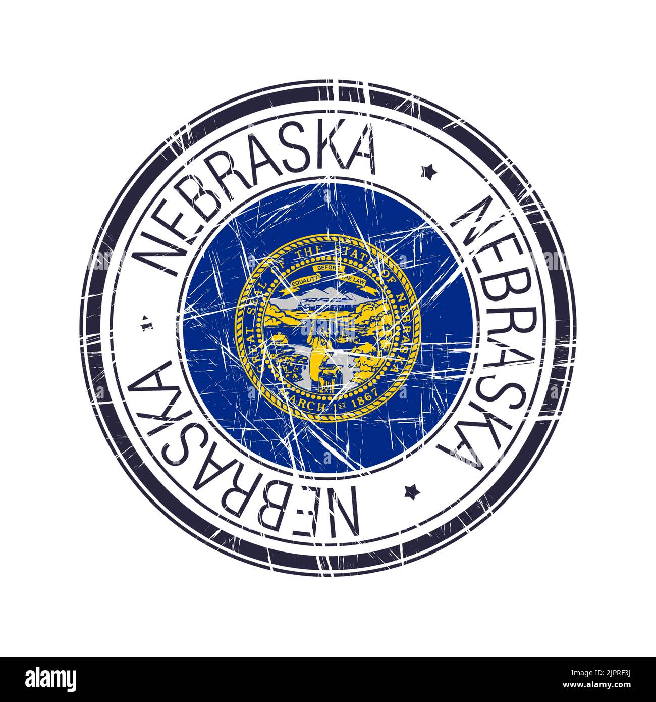 Great state of Nebraska postal rubber stamp, vector object over white ...