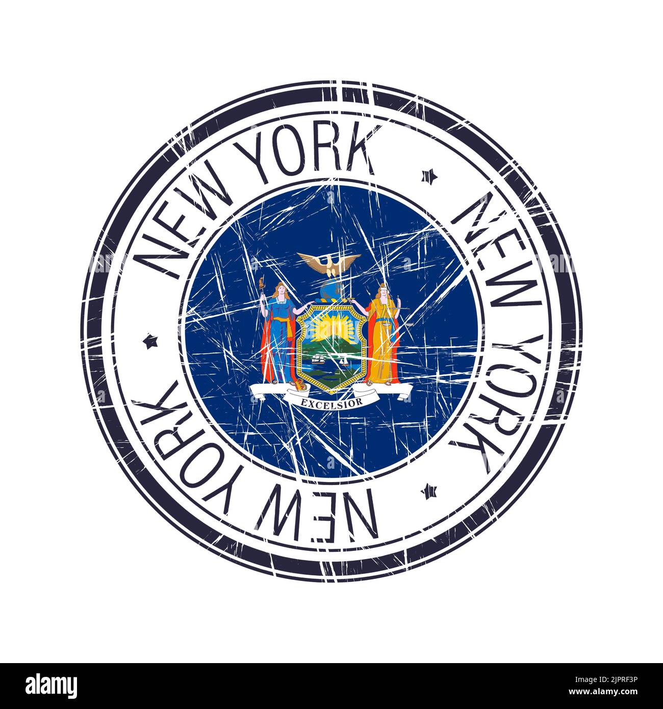 Great state of New York postal rubber stamp, vector object over white ...