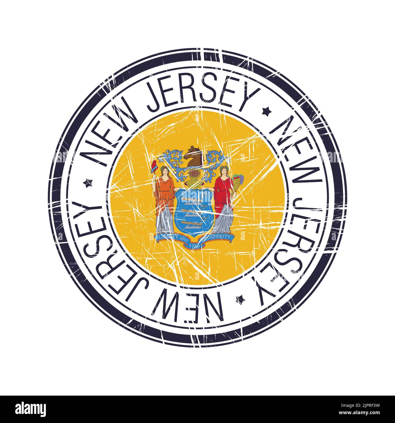 Great state of New Jersey postal rubber stamp, vector object over white ...
