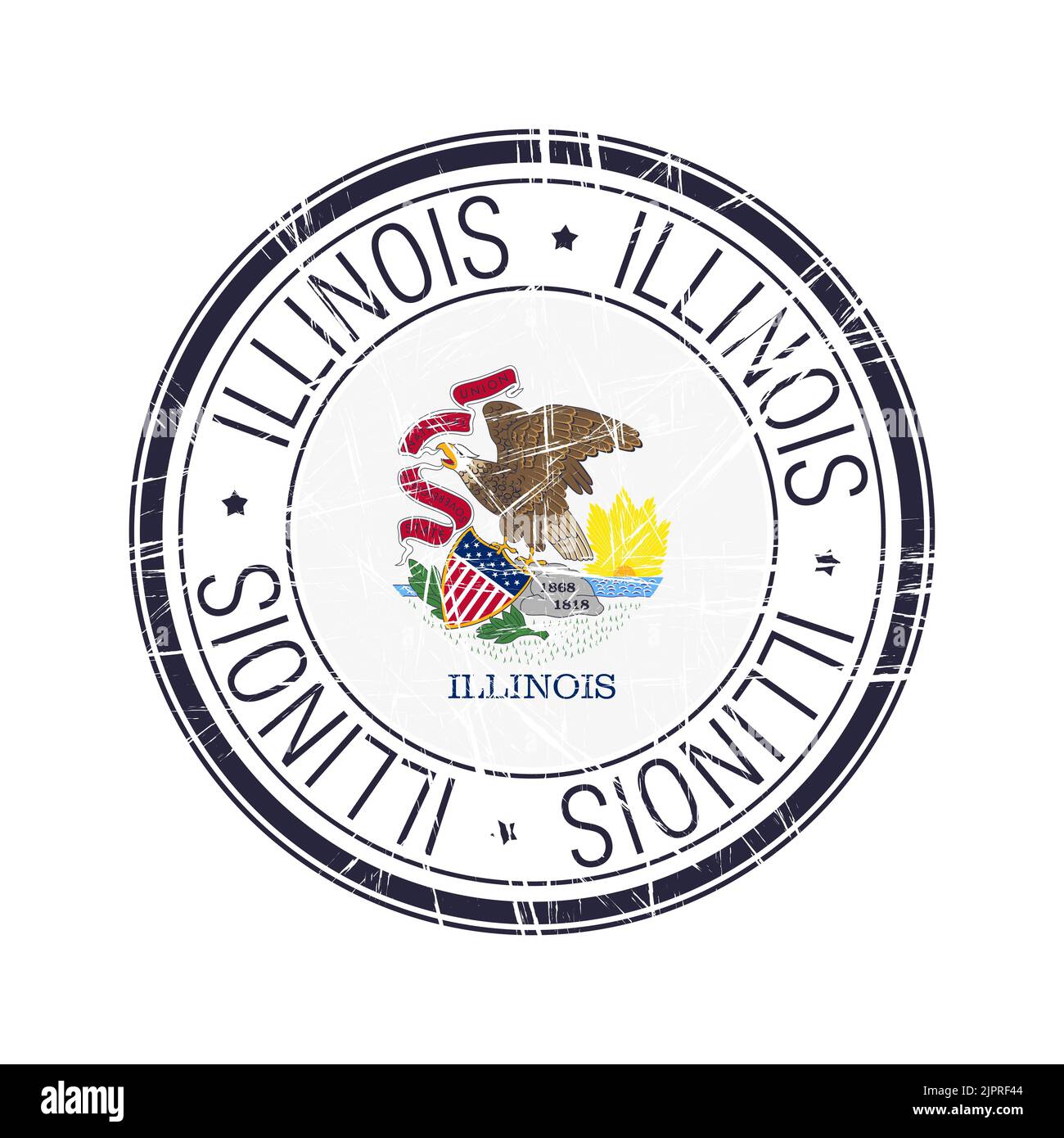Great state of Illinois postal rubber stamp, vector object over white ...