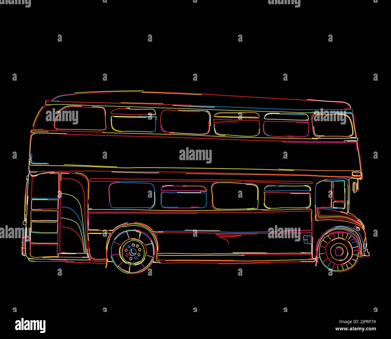 London Bus vetor sketch in colors over black Stock Photo - Alamy