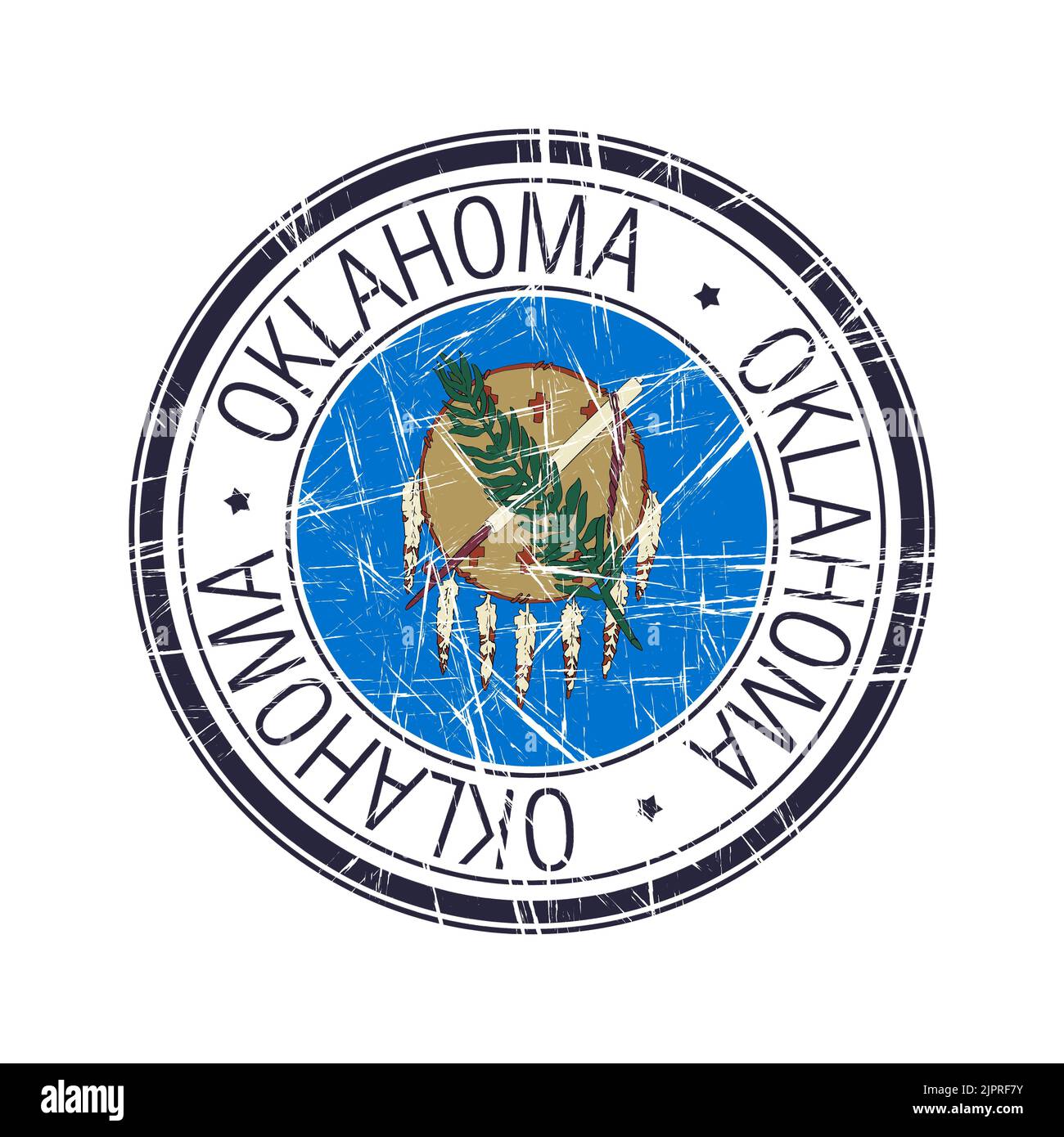Great state of Oklahoma postal rubber stamp, vector object over white ...