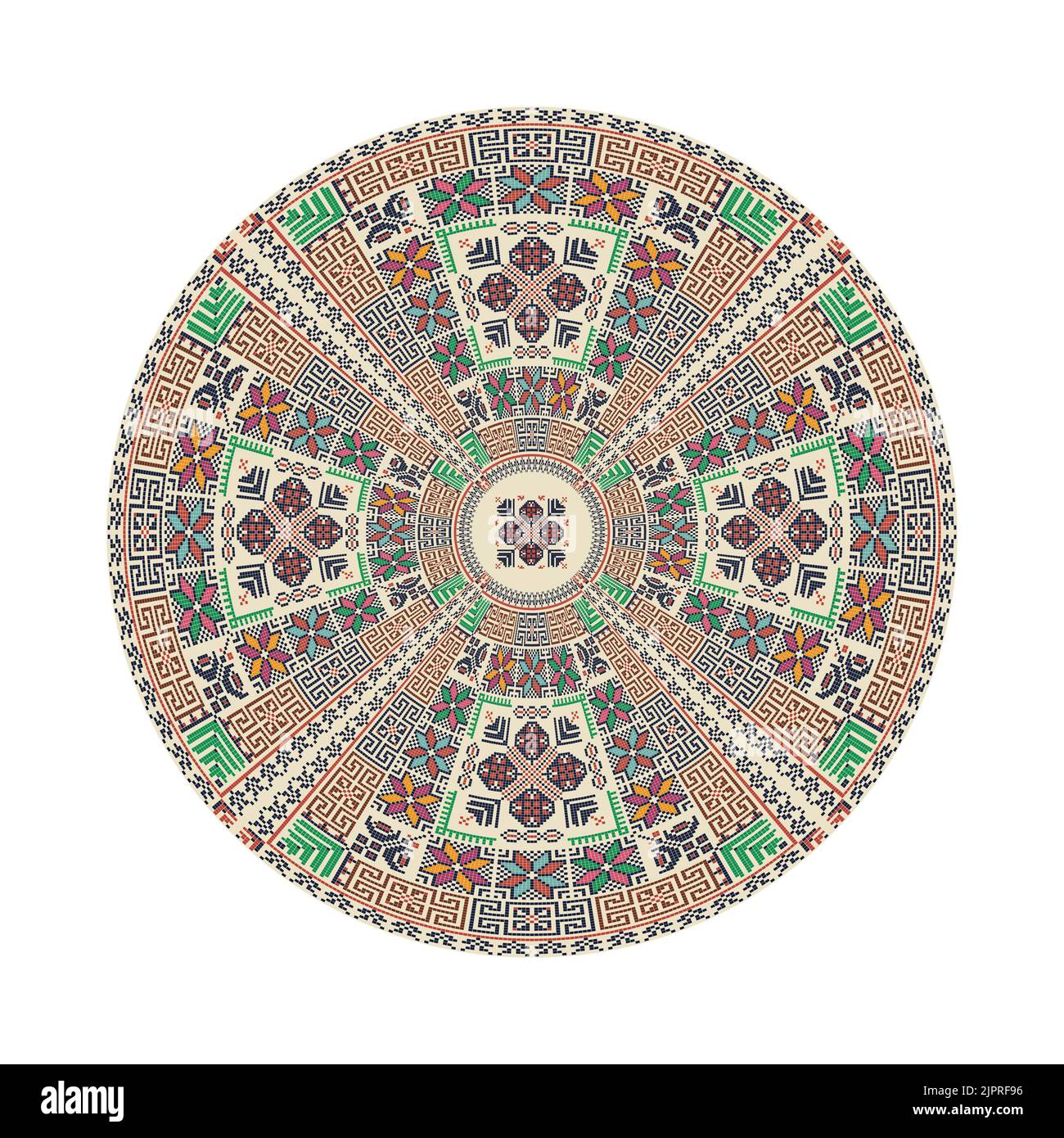 Circular pattern in traditional Palestinian style, vector design ...
