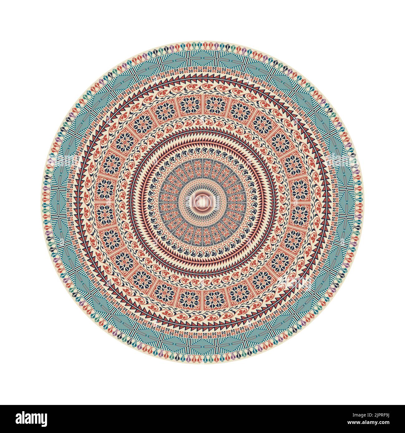 Circular pattern in traditional Palestinian style, vector design ...