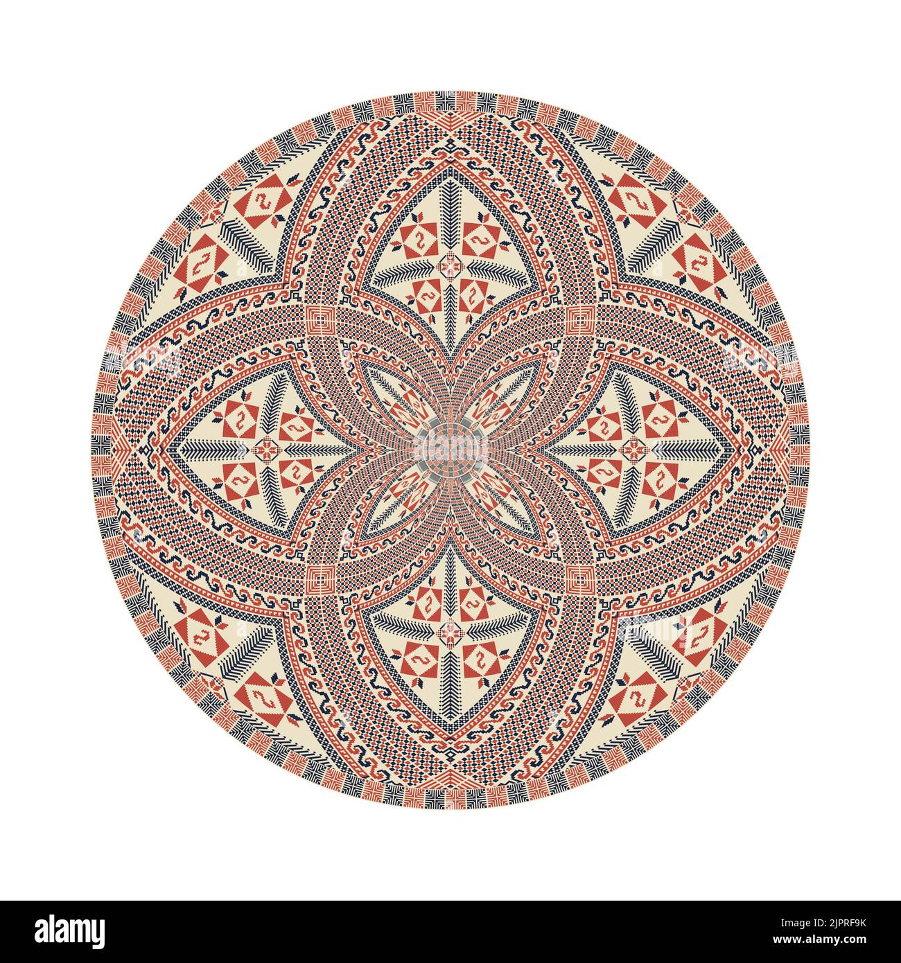 Circular pattern in traditional Palestinian style, vector design ...