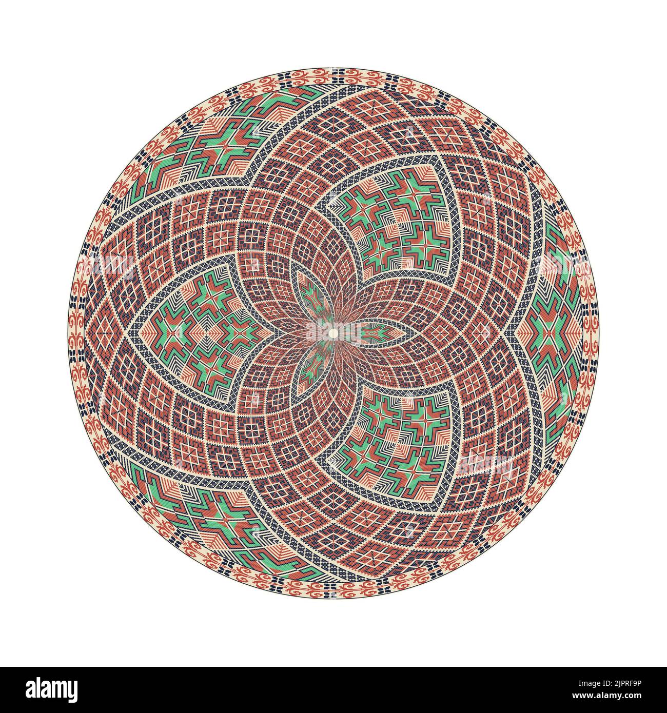 Circular pattern in traditional Palestinian style, vector design ...