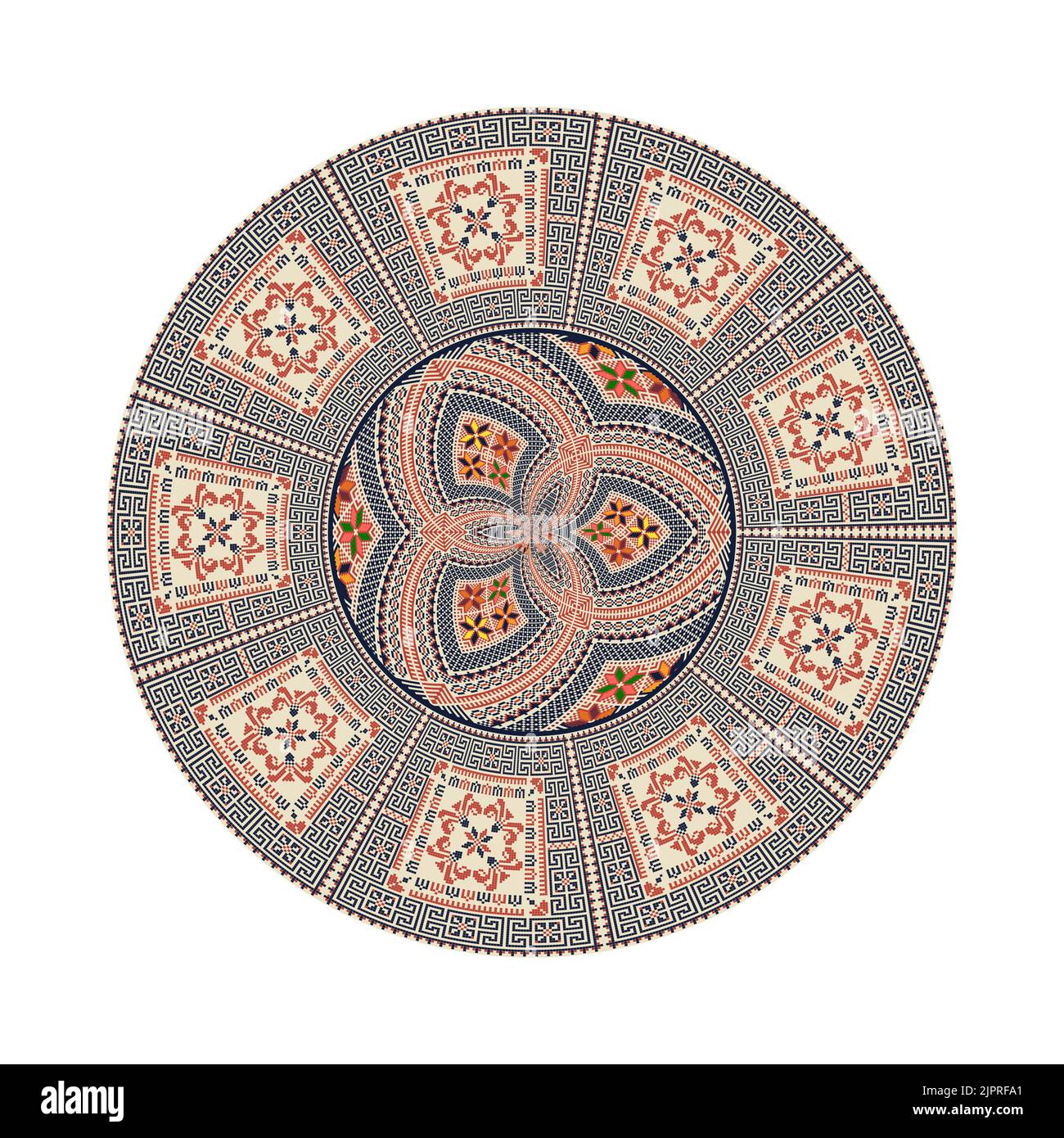 Circular pattern in traditional Palestinian style, vector design ...
