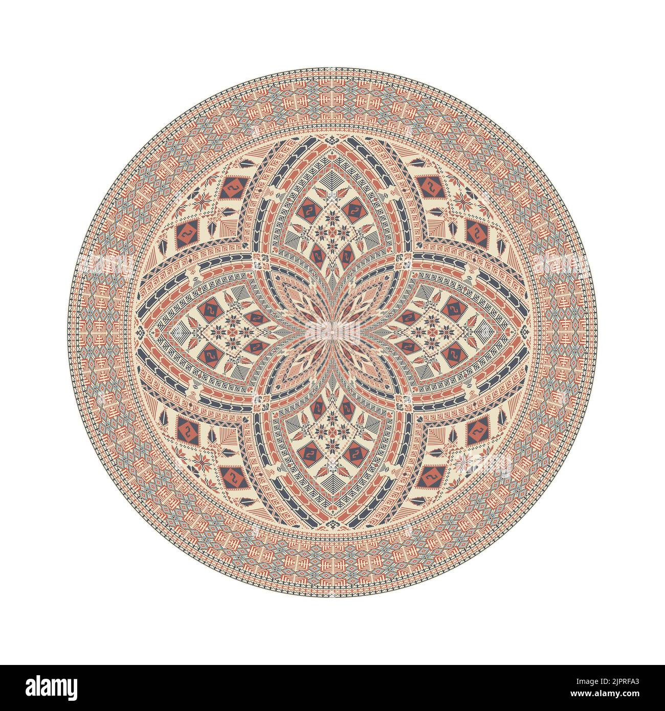 Circular pattern in traditional Palestinian style, vector design ...