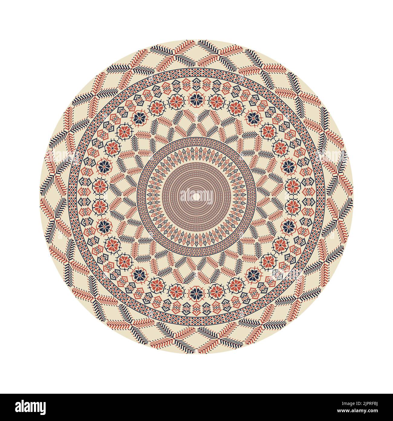 Circular pattern in traditional Palestinian style, vector design ...