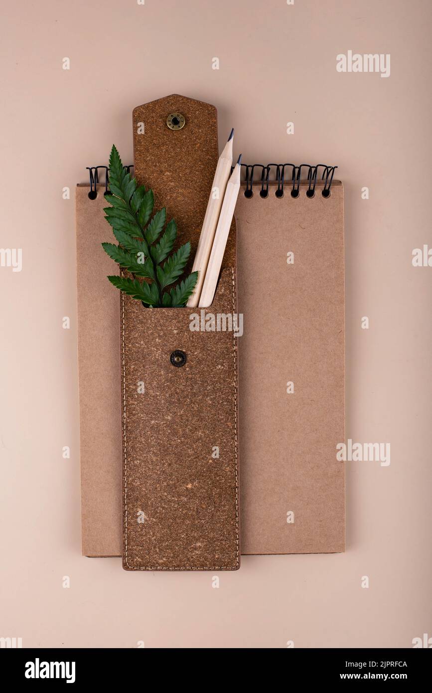 Eco wooden craft stationery. Sustainable life concept Stock Photo - Alamy