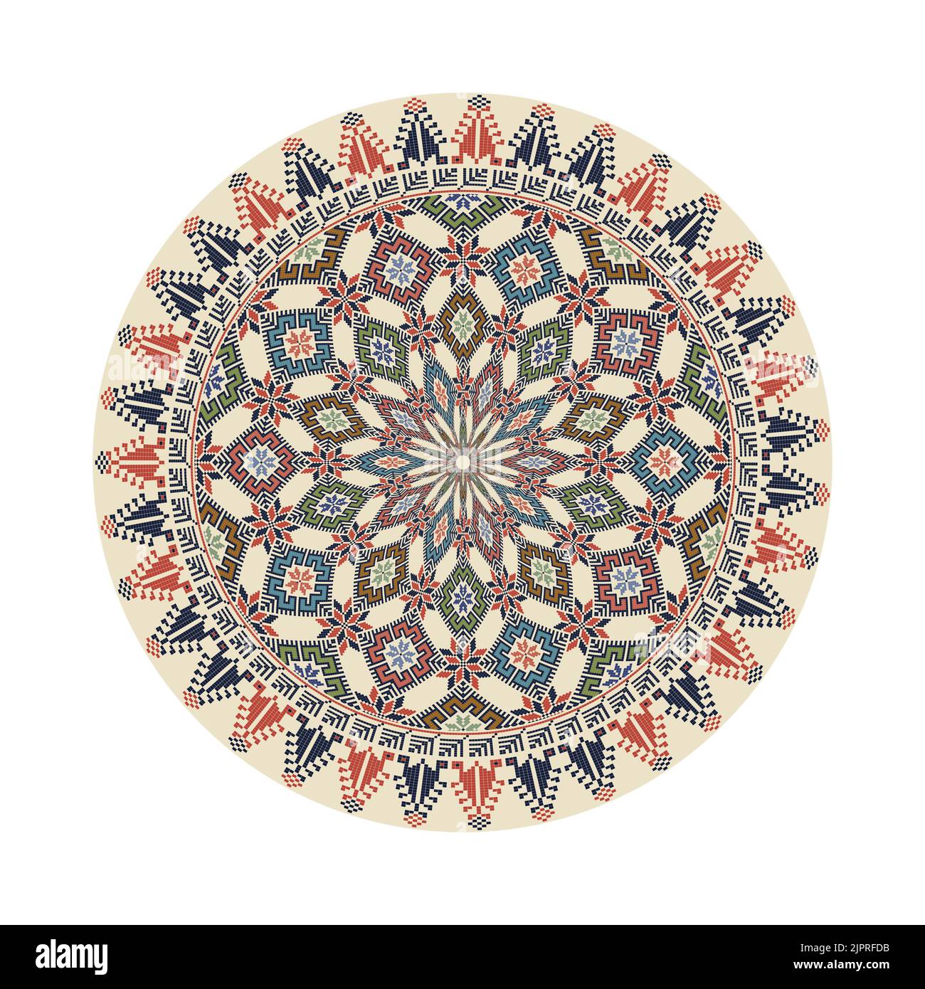 Circular pattern in traditional Palestinian style, vector design ...