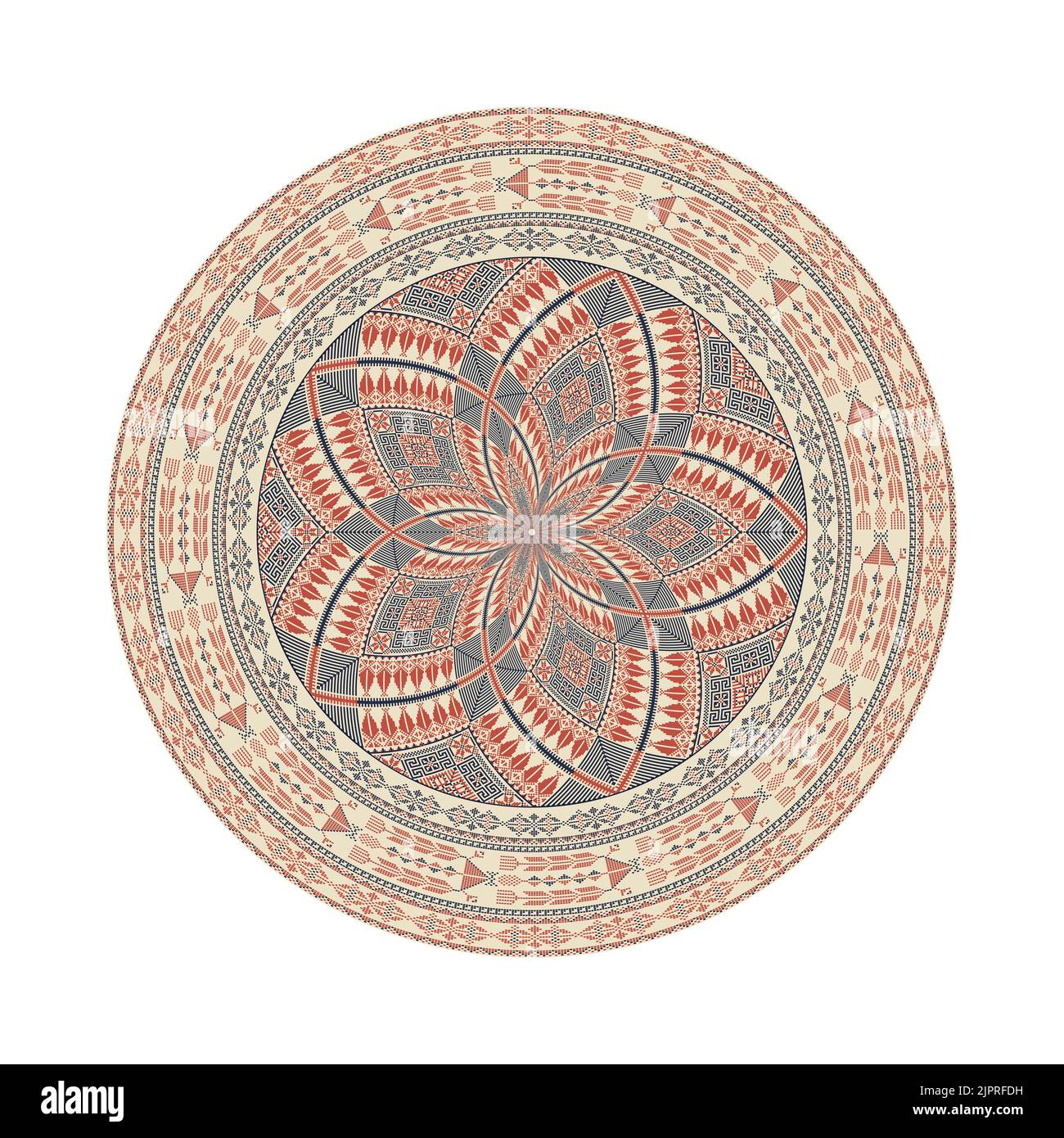 Circular pattern in traditional Palestinian style, vector design ...