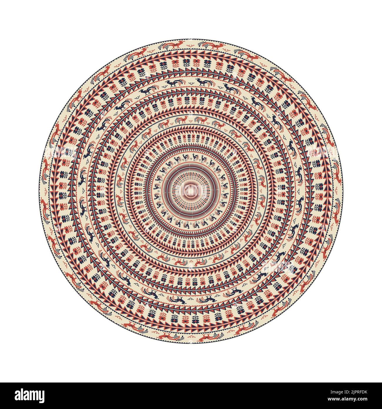 Circular pattern in traditional Palestinian style, vector design ...