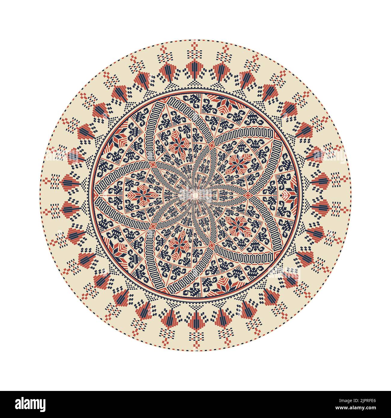 Circular pattern in traditional Palestinian style, vector design ...