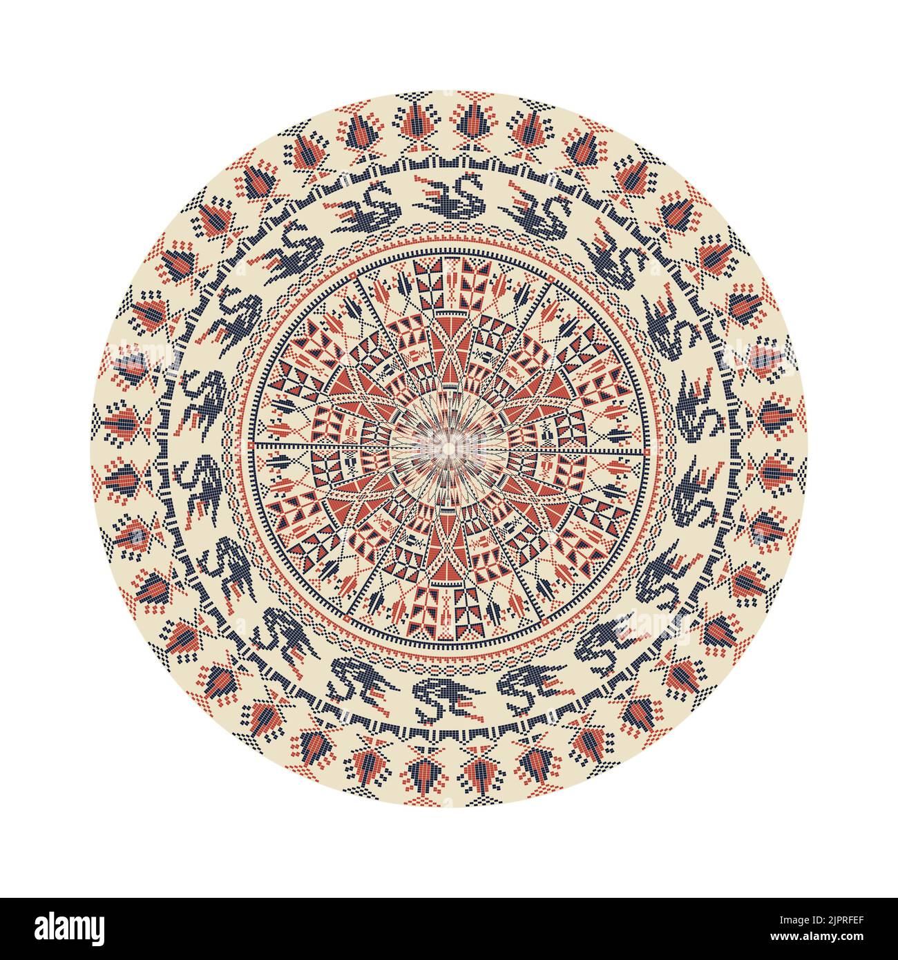 Circular pattern in traditional Palestinian style, vector design ...