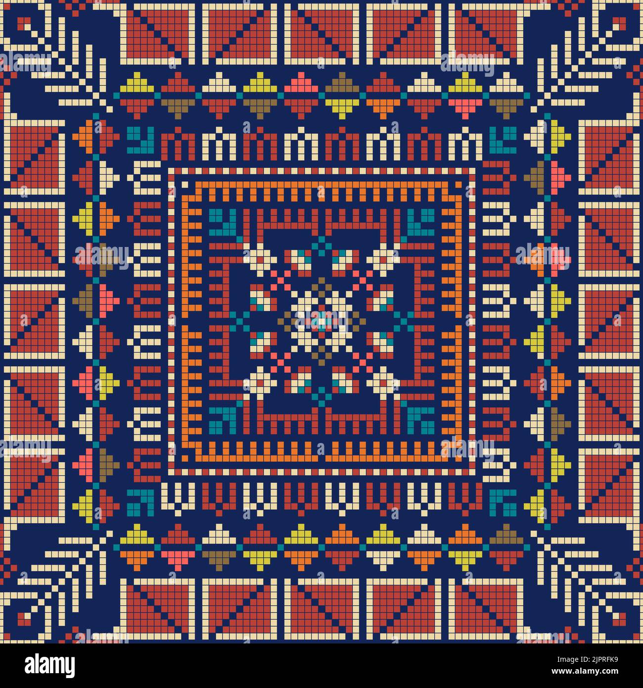 Seamless pattern design with traditional Palestinian embroidery motif ...