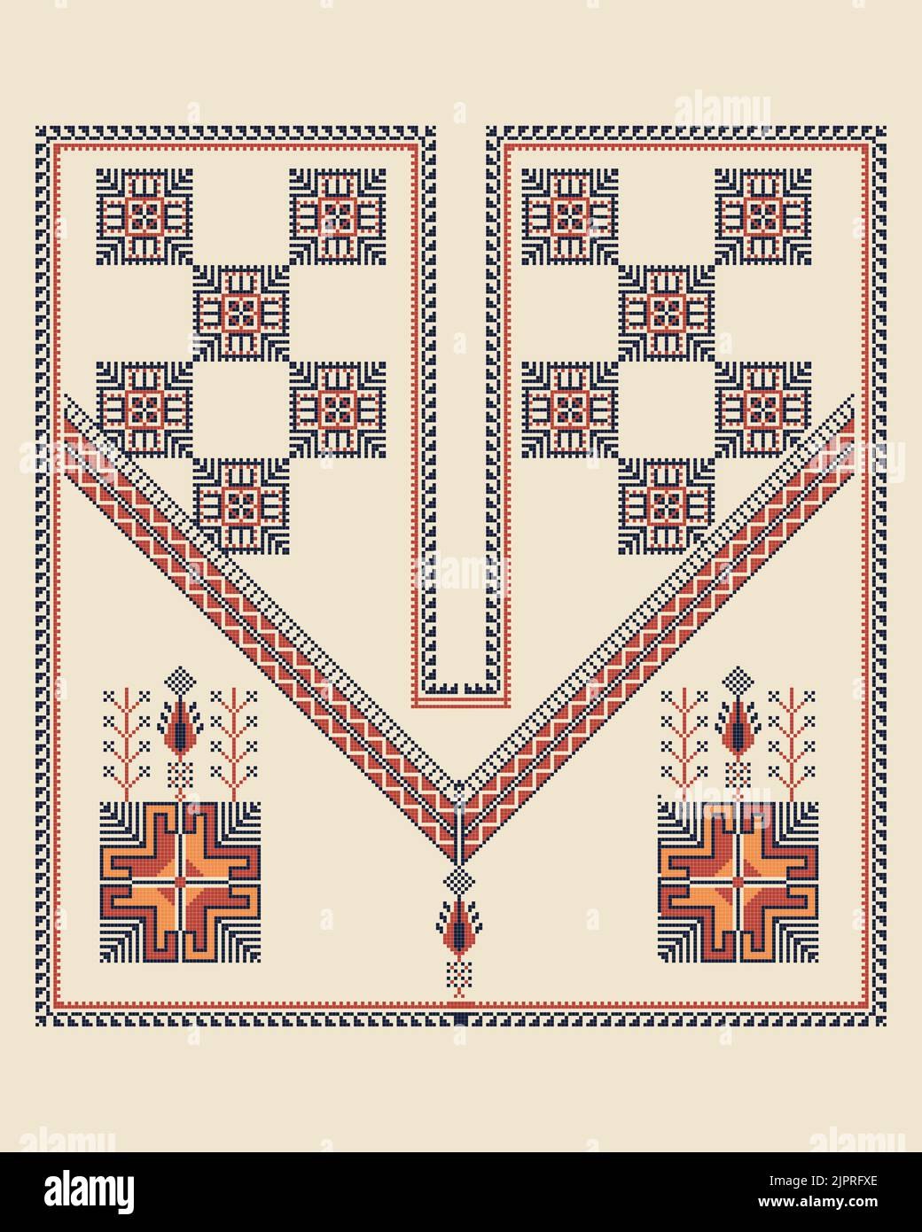 Vector pattern design with Palestinian traditional embroidery motif ...