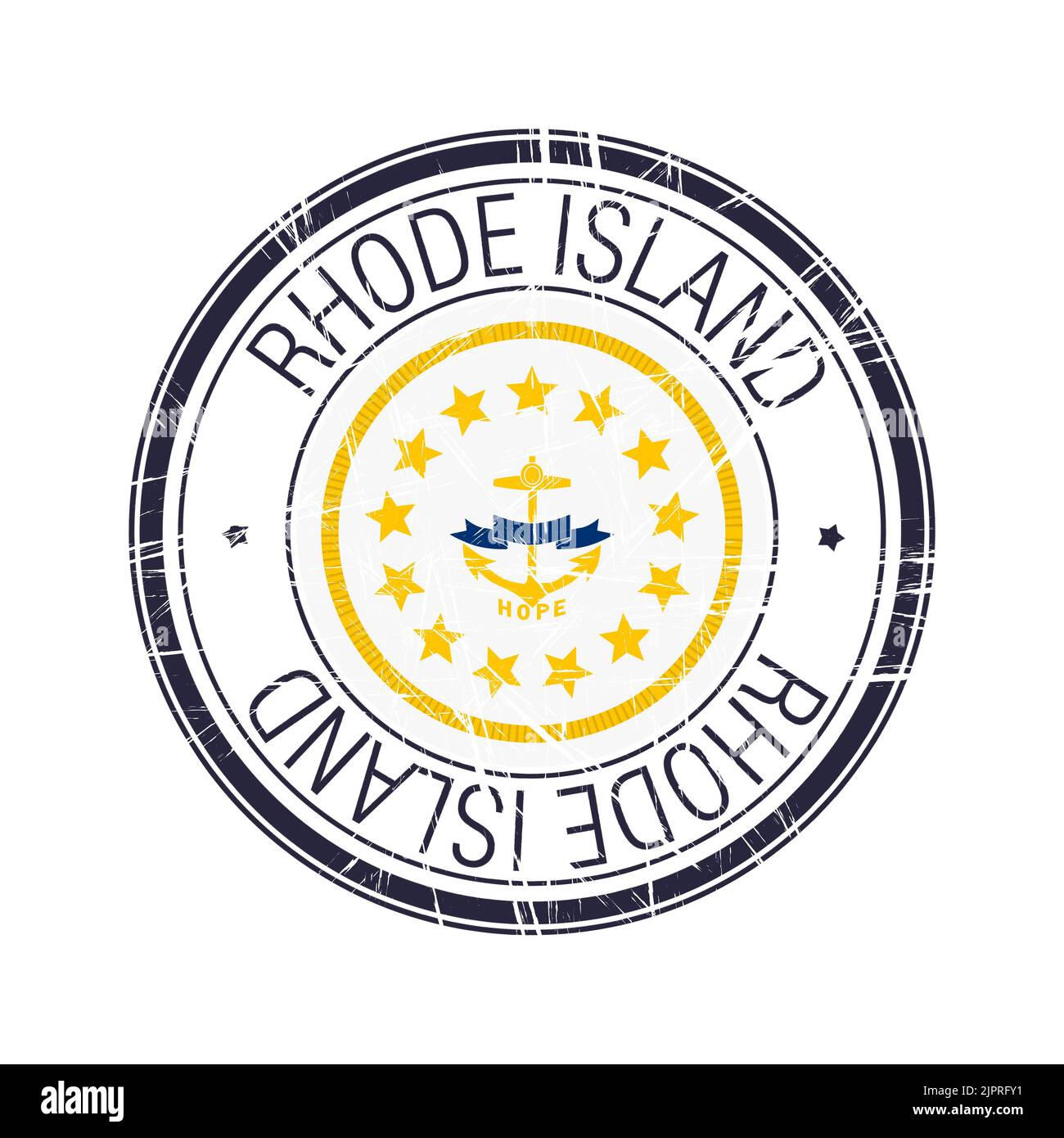 Great state of Rhode Island postal rubber stamp, vector object over ...