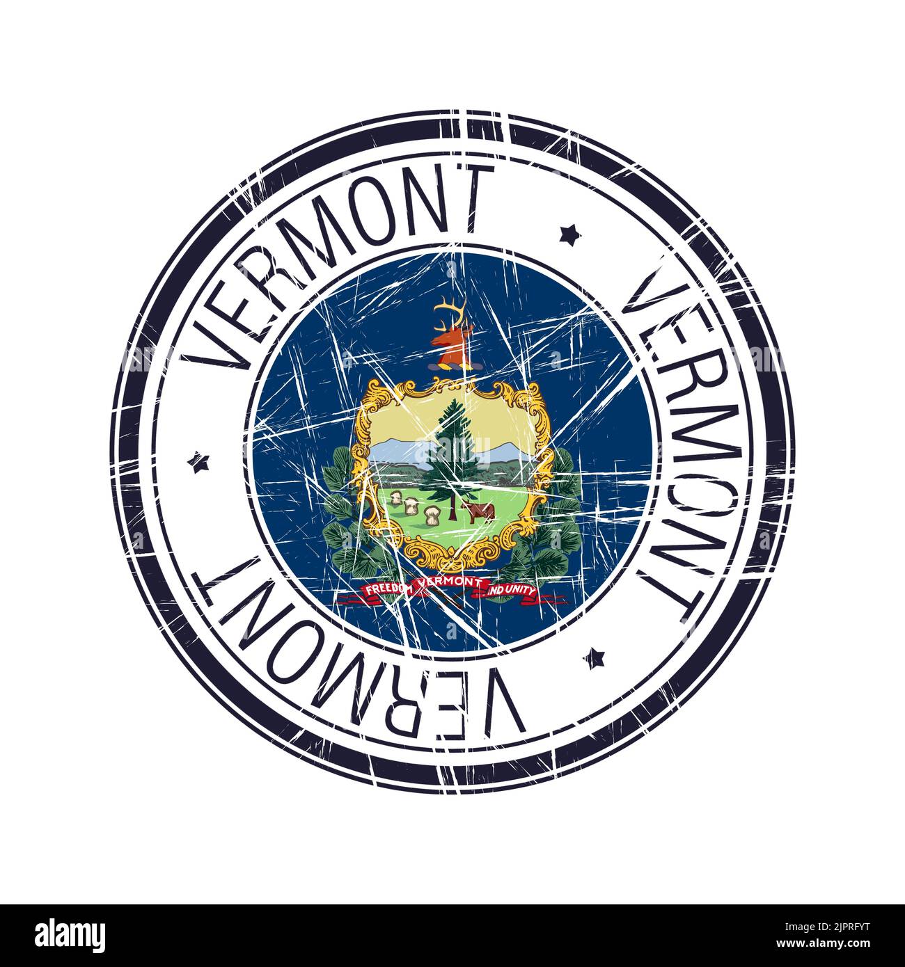Great state of Vermont postal rubber stamp, vector object over white ...