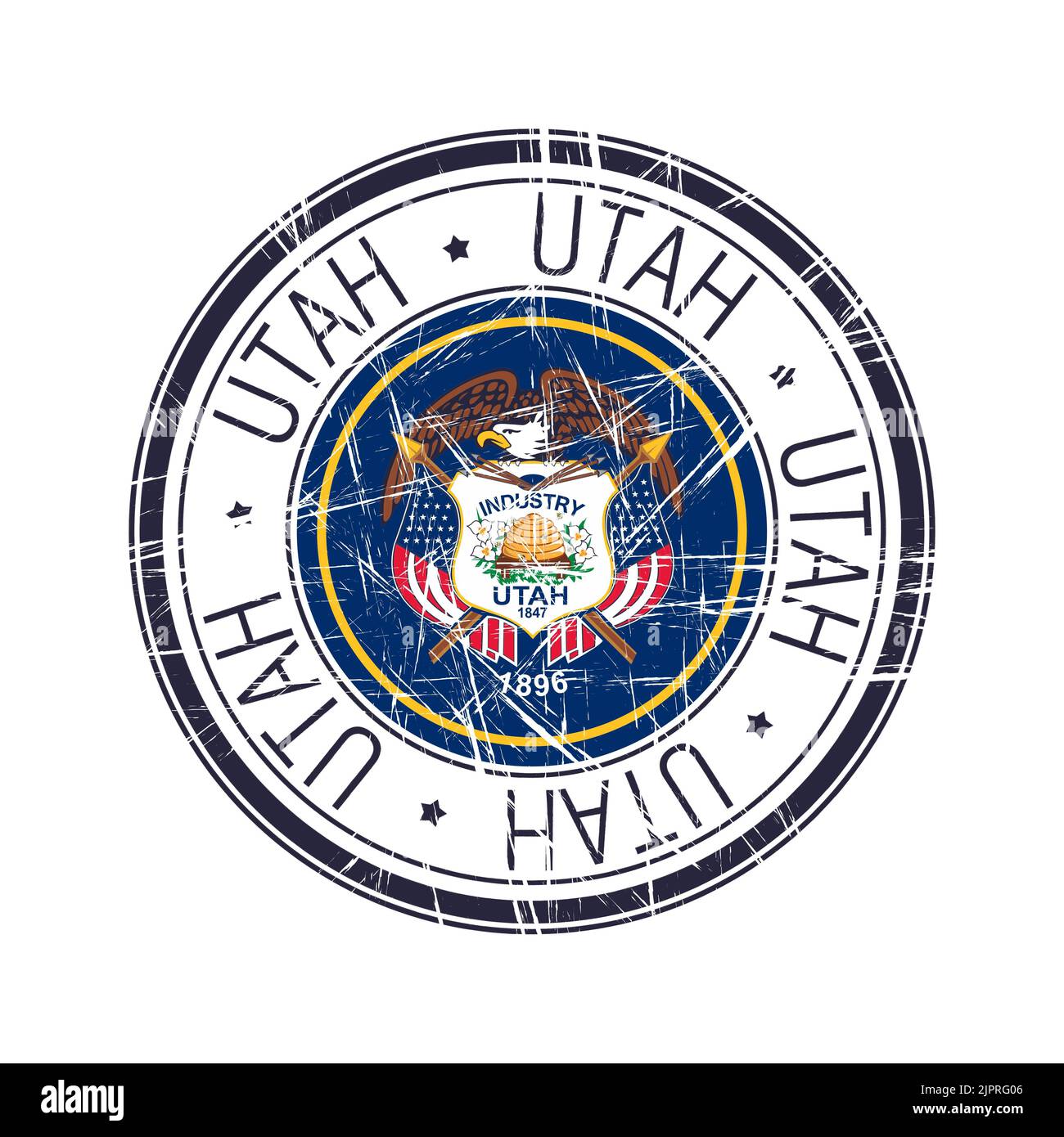 Great state of Utah postal rubber stamp, vector object over white ...