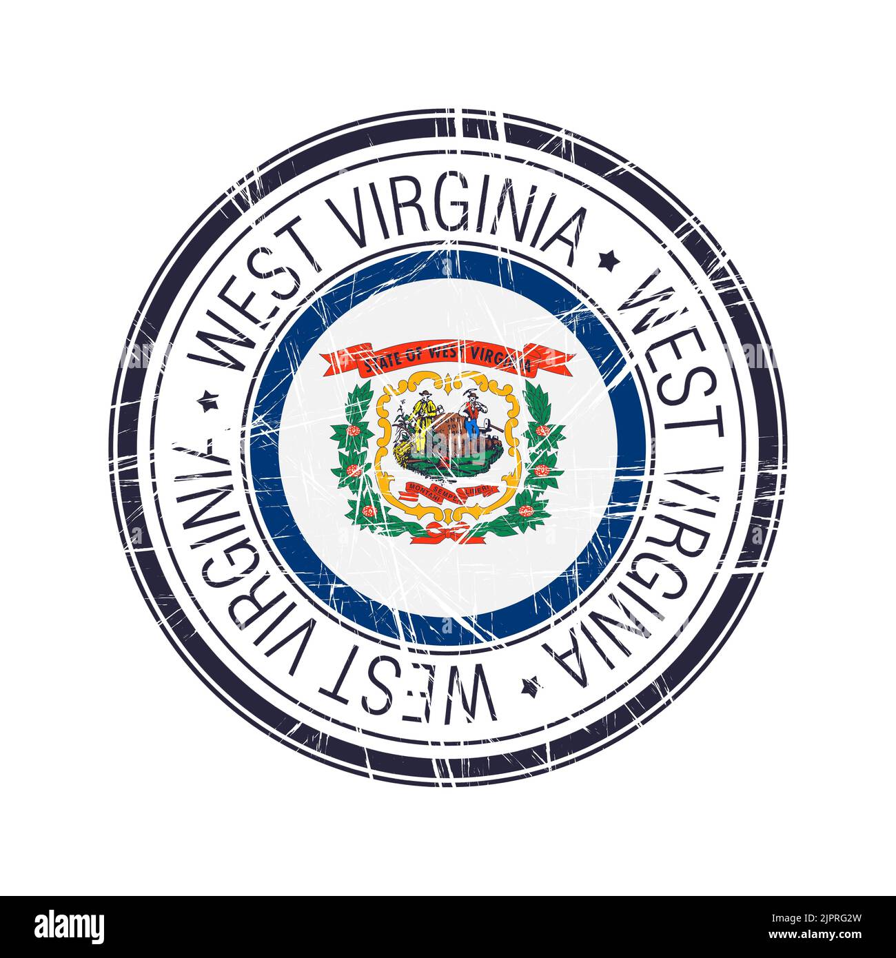 Great state of West Virginia postal rubber stamp, vector object over ...